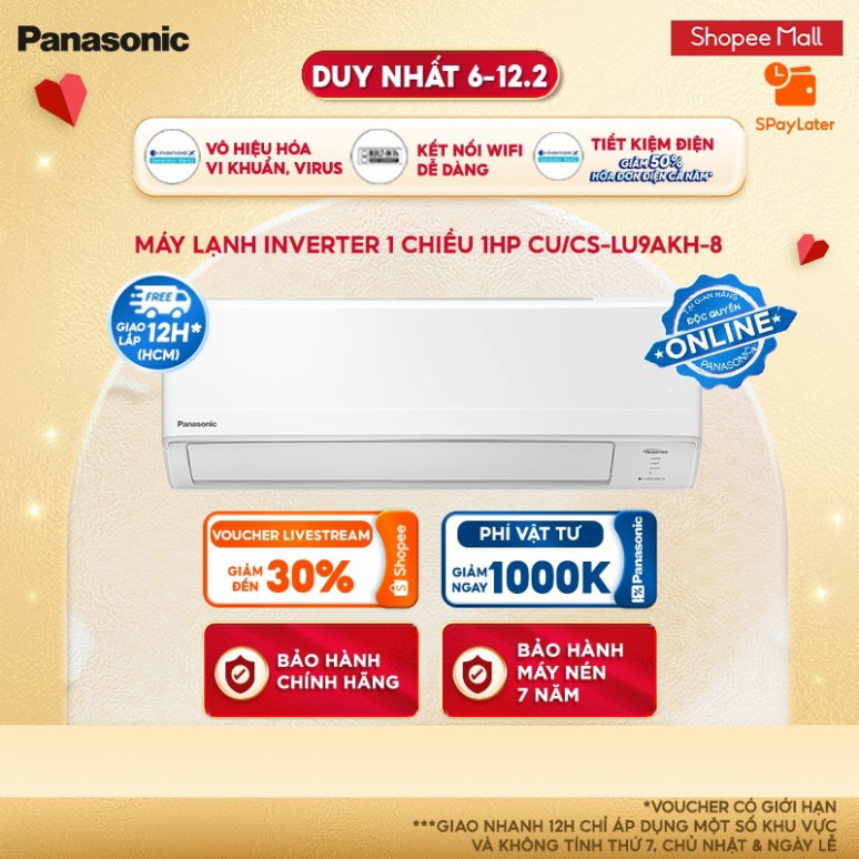 [LIVETREAM] Máy lạnh/ Điều hòa Panasonic Inverter CU/CS-LU9AKH-8 - 1HP - Một chiều - Lọc sạch ...
