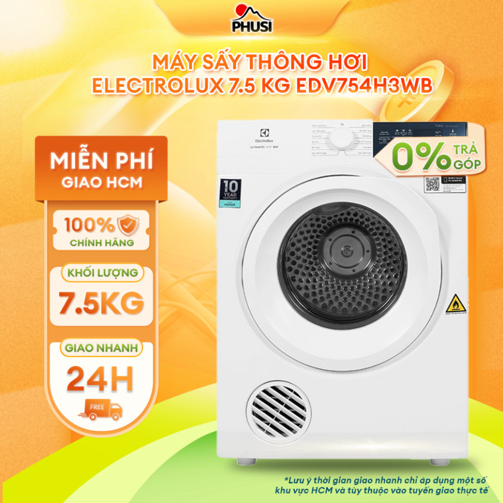 EDV754H3WB| EDV854N3SB Máy sấy thông hơi Electrolux UltimateCare 7.5/ 8 ...