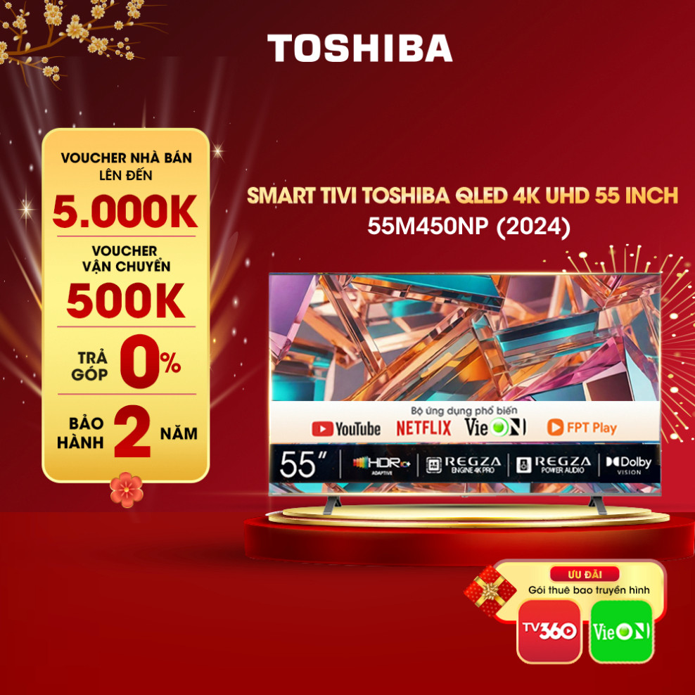 Smart Tivi QLED TOSHIBA 55 inch 55M450NP, Màn Hình Quantum Dot 4K UHD ...