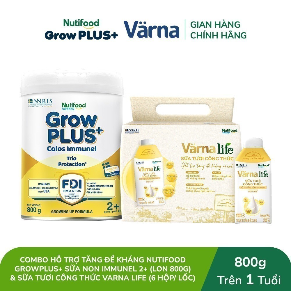 Combo hỗ trợ tăng đề kháng Nutifood GrowPLUS+ Sữa Non Immunel 2+ (Lon ...