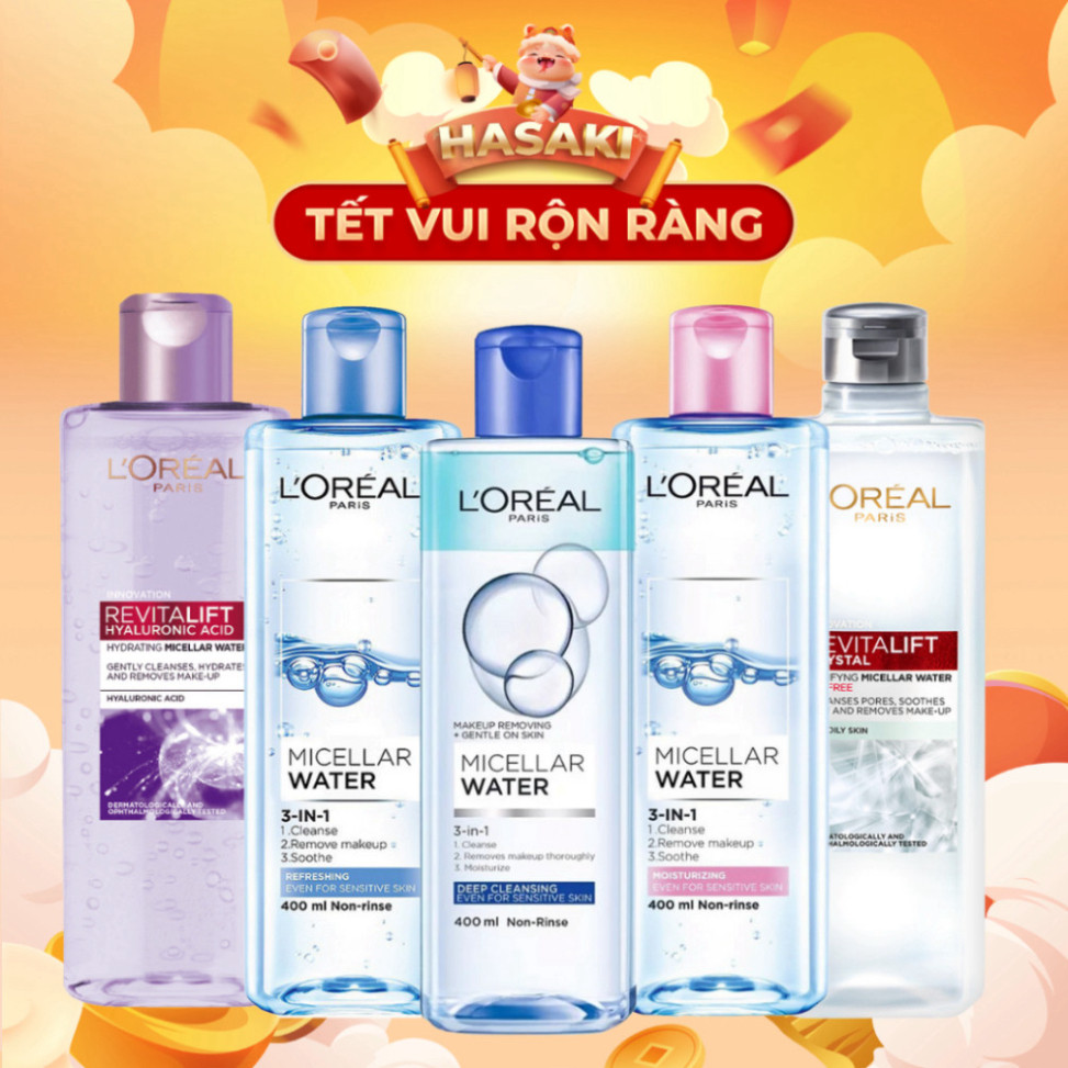 Nước Tẩy Trang L'oreal Dành Cho Da Dầu, Da Nhạy Cảm, Làm Sạch Trang Điểm 400ml Hasaki | Shopee ...
