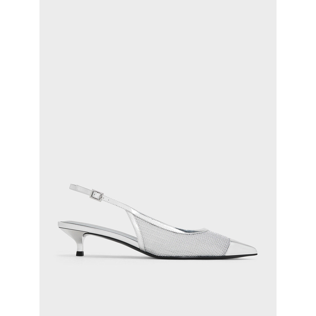 Giày Charles & Keith Mesh Cap-Toe Kitten-Heel Pumps - CK1-60580302 chính hãng đủ bill | Shopee ...