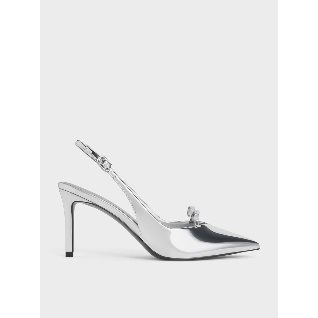 Giày Charles & Keith Patent Bow Slingback Pumps - CK1-60361536 chính hãng đủ bill | Shopee Việt Nam