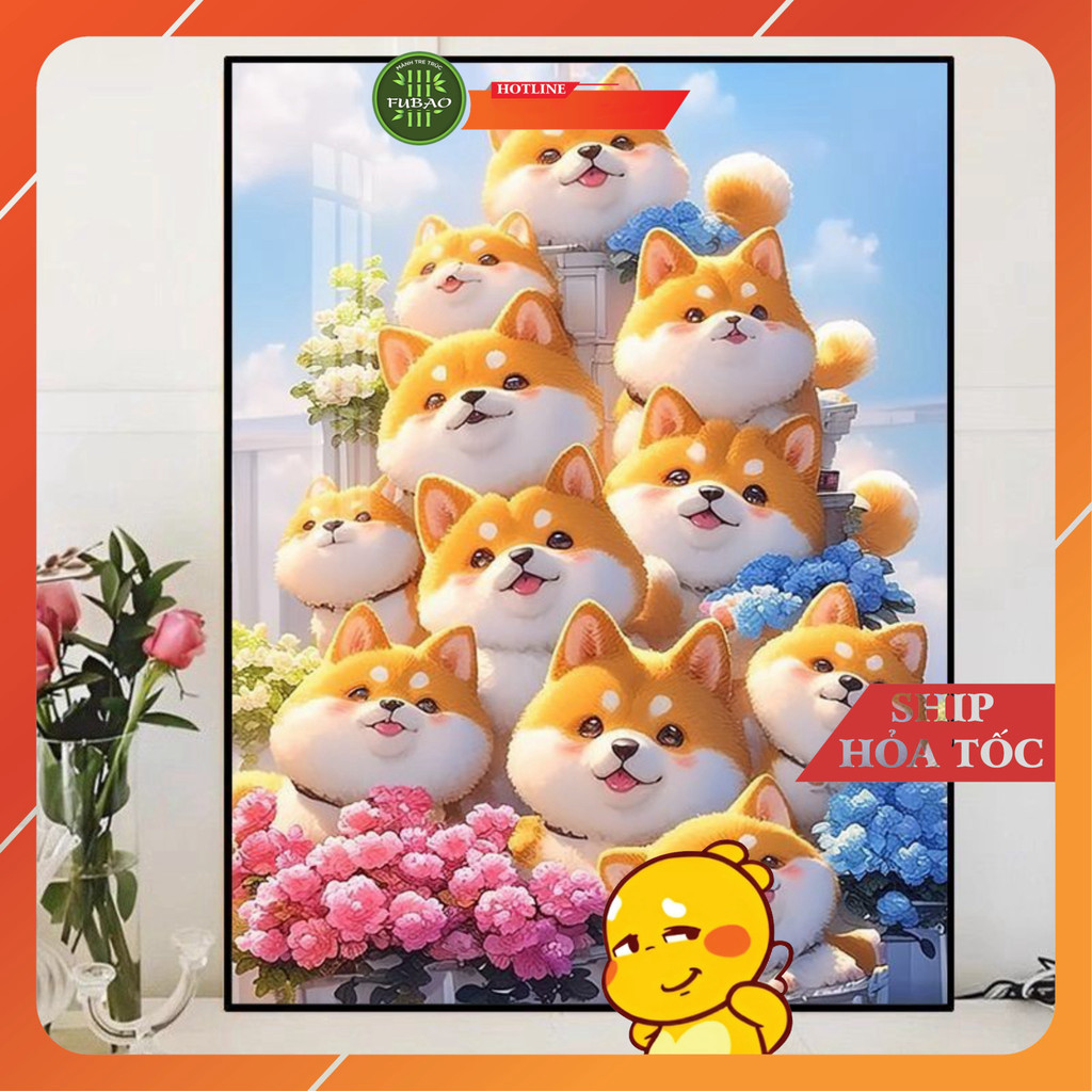 Tranh Treo Tường Dễ Thương Shiba Tặng kèm đinh chuyên dụng | Shopee ...