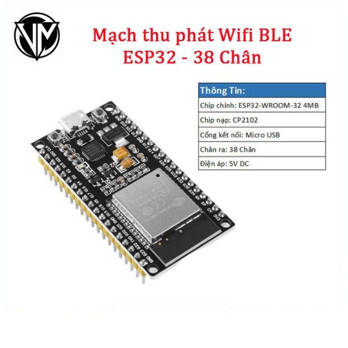 ESP32 38 chân - Kit thu phát wifi bluetooth ESP32 38 chân CP2102 Micro ...