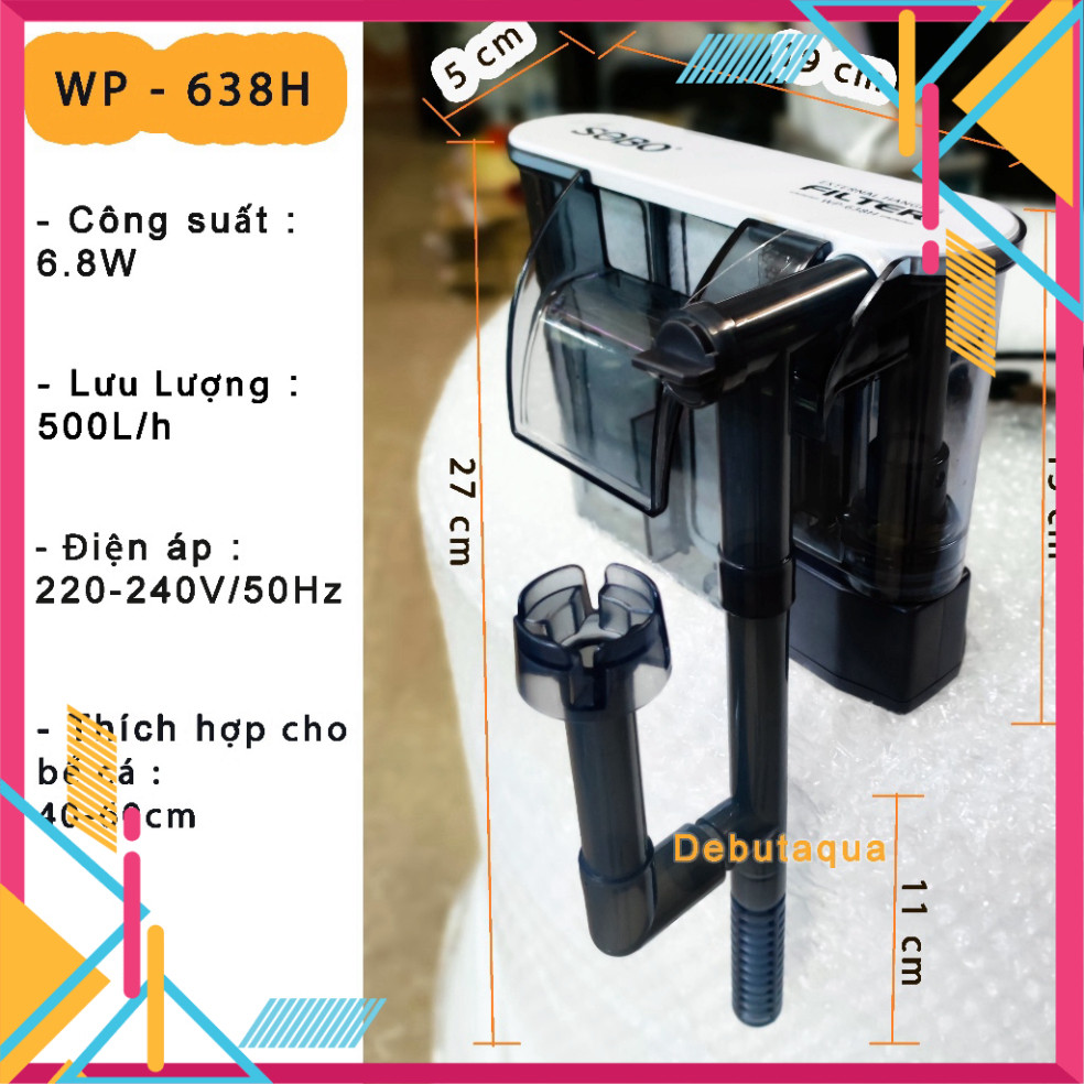 LỌC THÁC - LỌC TREO SOBO 618H/ 628H/ 638H chạy êm cho bể cá thủy sinh treo thành hồ Thủy Sinh ...