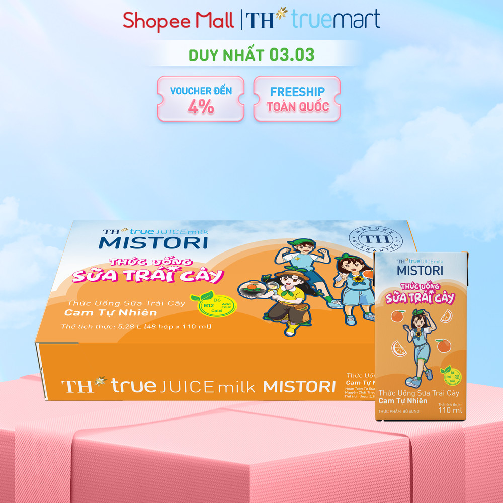 Thùng Thức uống Sữa trái cây TH true JUICE milk MISTORI Cam tự nhiên ...