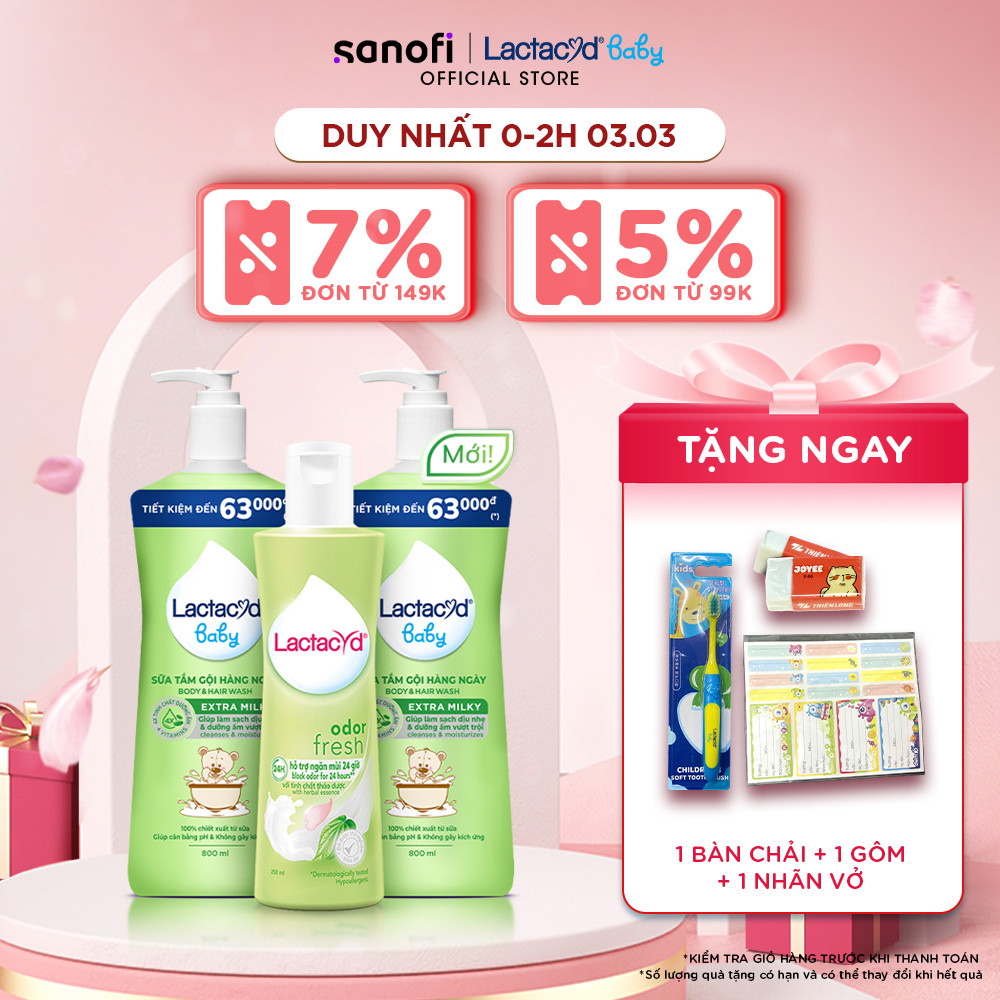 Bộ 2 Chai Sữa Tắm Gội Trẻ Em Lactacyd Baby Extra Milky Size Jumbo 800ml ...