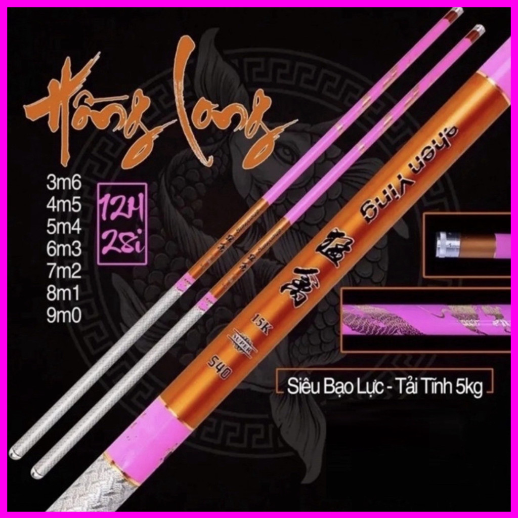 [TUYỂN CHỌN] Cần Câu Tay Hồng Long Bản Hồng (tặng ngọn phụ) cần câu 12H ...