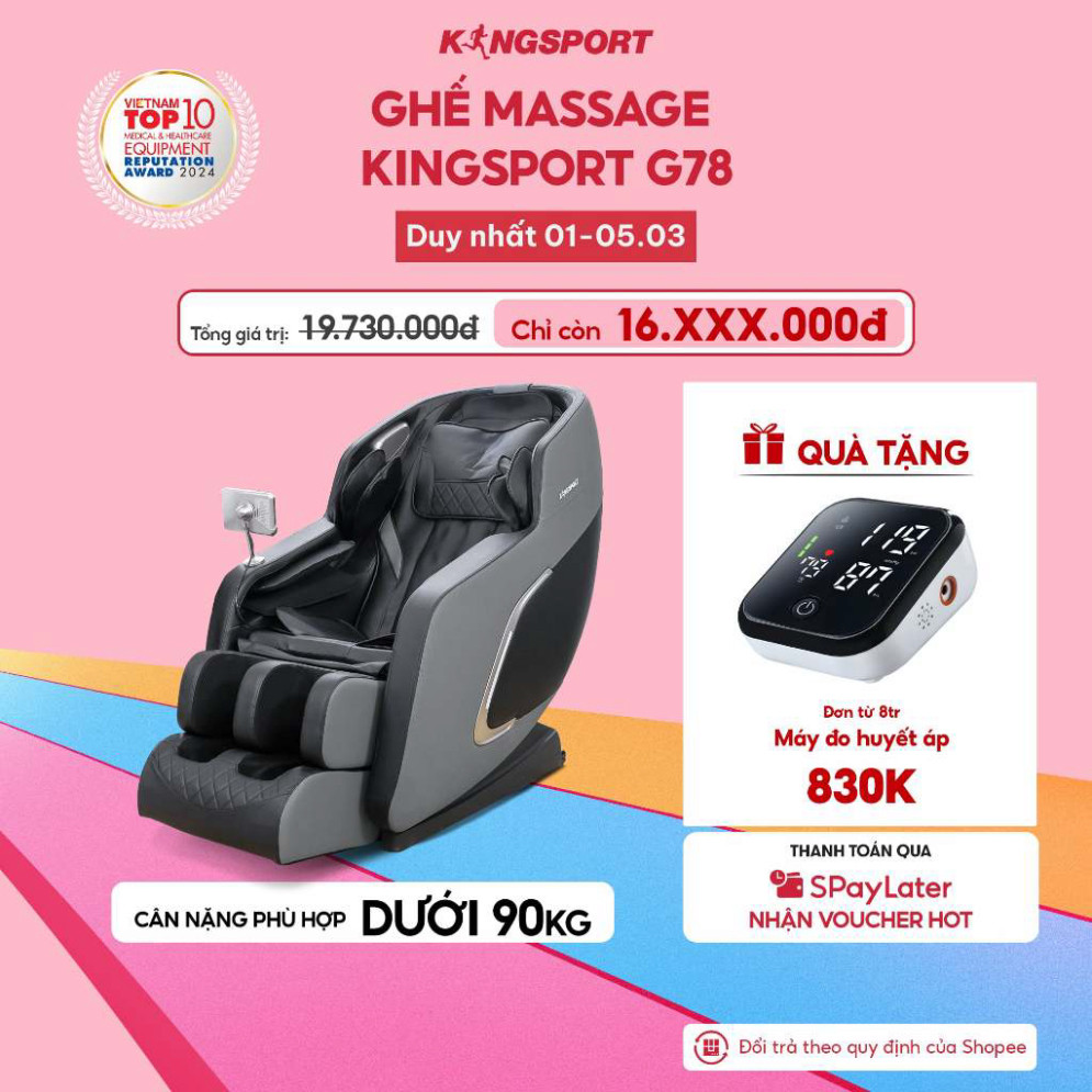 GIAO HÀNG MIỀN NAM| Ghế massage KINGSPORT G78 công nghệ massage đa điểm 3D, nhiệt hồng ngoại kép ...