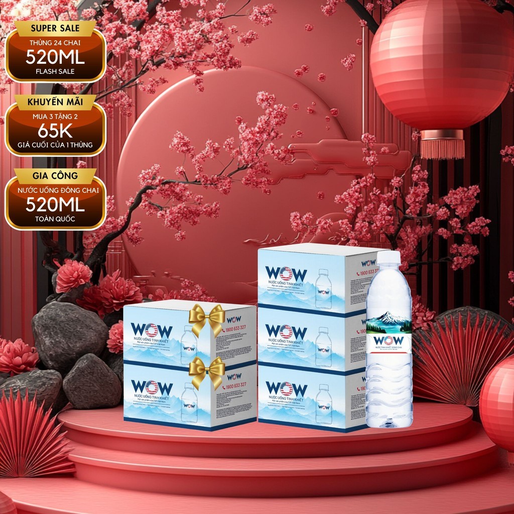 [MUA 3 TẶNG 2] Thùng 24 Chai Nước tinh khiết WOW loại 520ml FOYHCM | Shopee Việt Nam