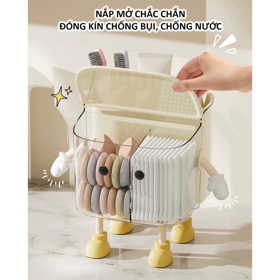 Hộp đựng đồ mini uforu đựng tăm bông , bông tẩy trang, đồ dùng nhà tắm nhỏ gọn treo tường có nắp ...