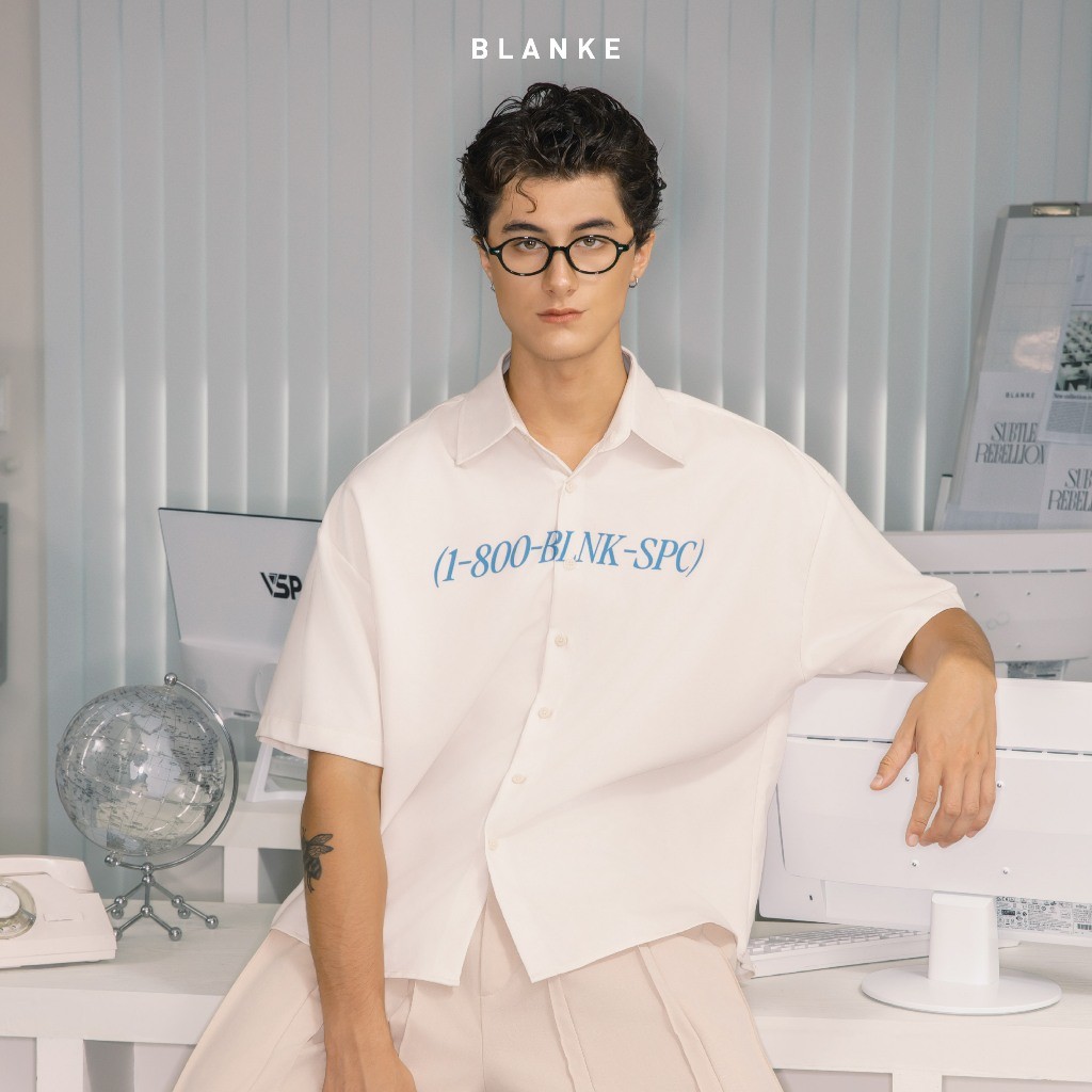 BLANKESPACE Áo Sơ Mi Hotbling Shirt Chất Liệu Kate Lụa Form Boxy Nam Nữ Unisex | Shopee Việt Nam