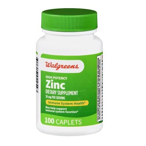 Viên uống bổ sung Walgreens HIGH POTENCY Zinc 50mg 100 CAPLETS hỗ trợ ...