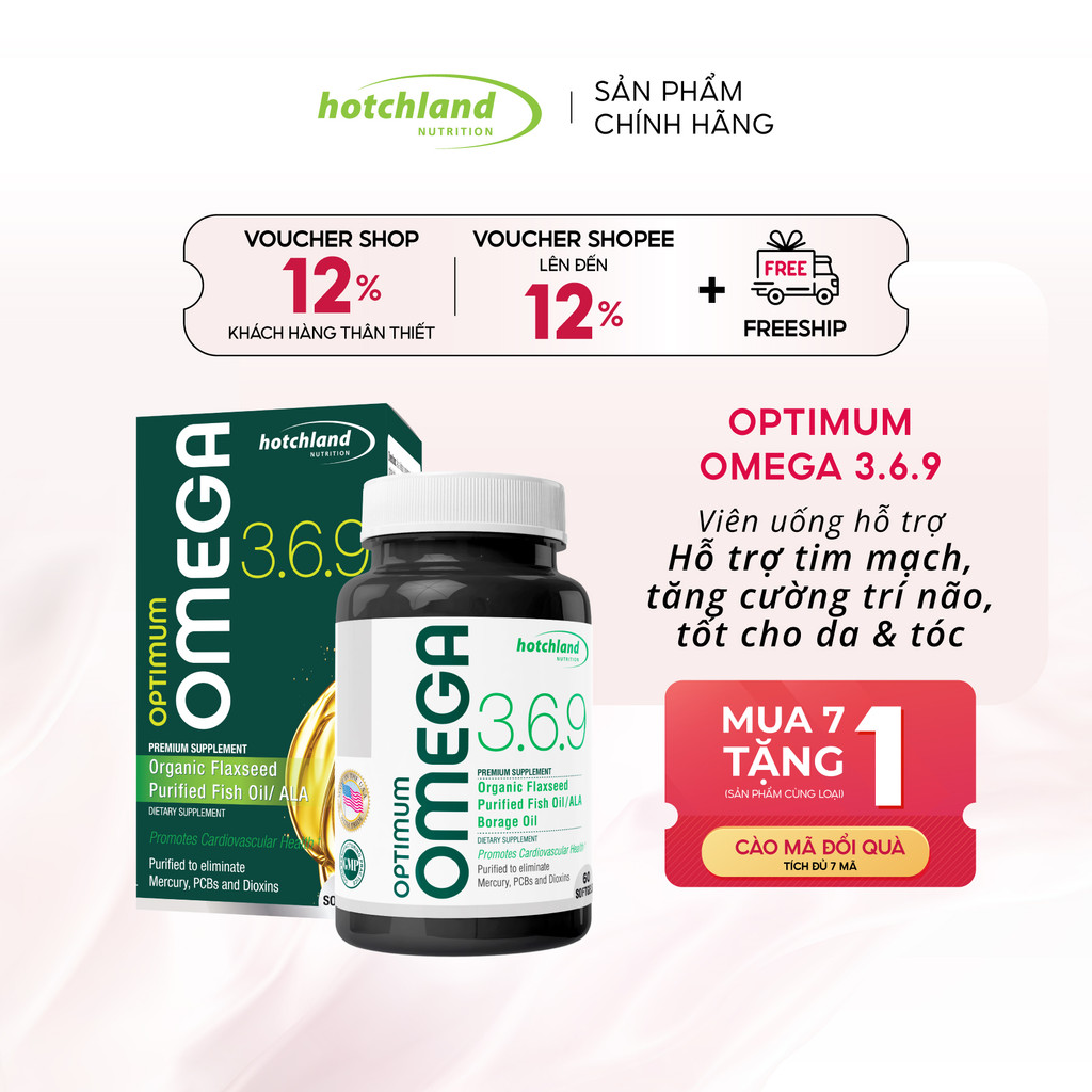 Viên uống Hotchland Nutrition Optimum Omega 3.6.9 hỗ trợ não bộ, thị ...