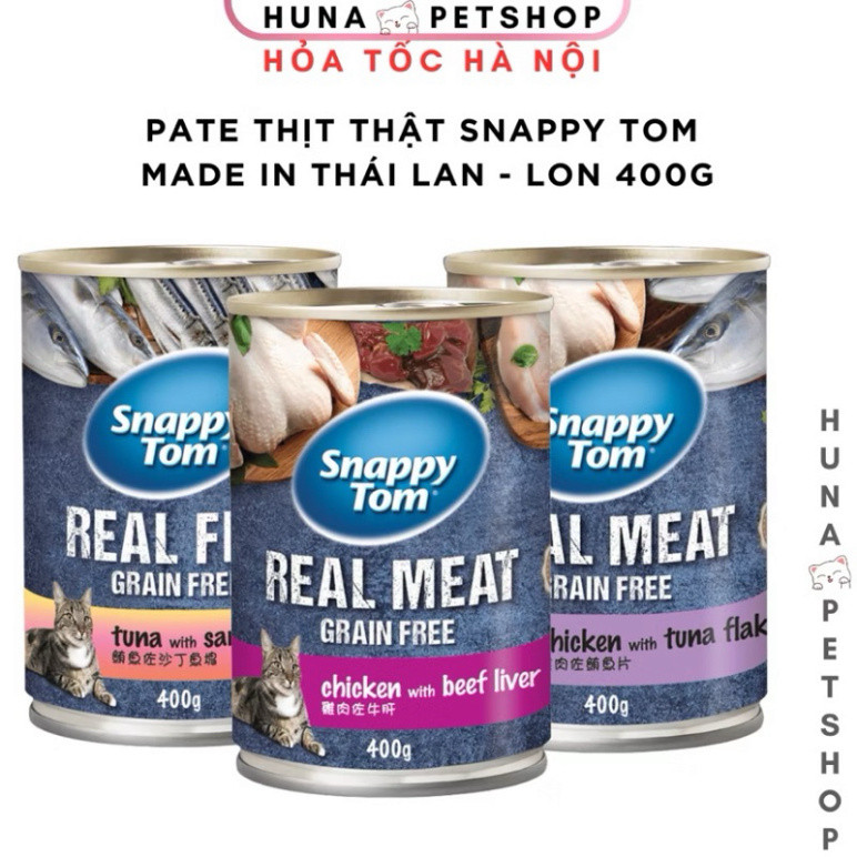 Pate Snappy Tom Lon 400g Real Fish & Real Meat - Thức Ăn Cho Mèo Snappy Tom 400g - Huna | Shopee ...