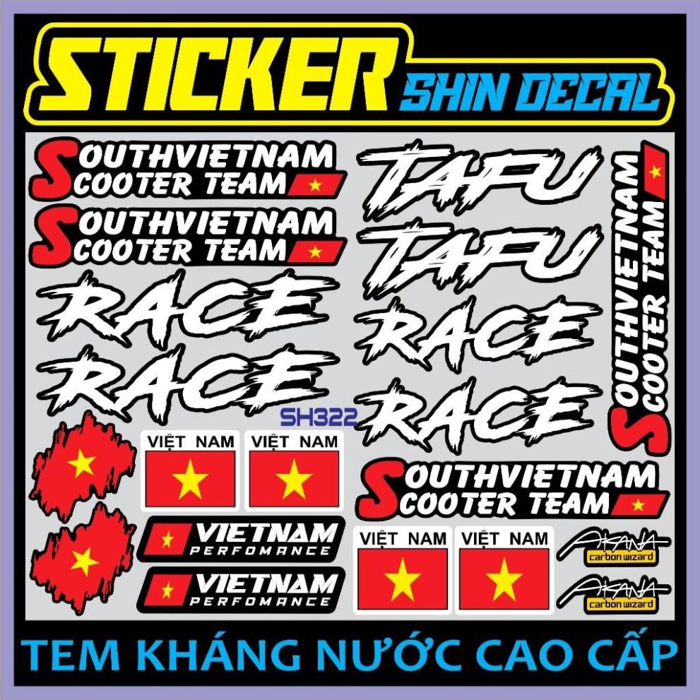 Tem dán xe máy,xe điện mẫu race tafu south lá cờ Việt Nam dán mọi vị ...
