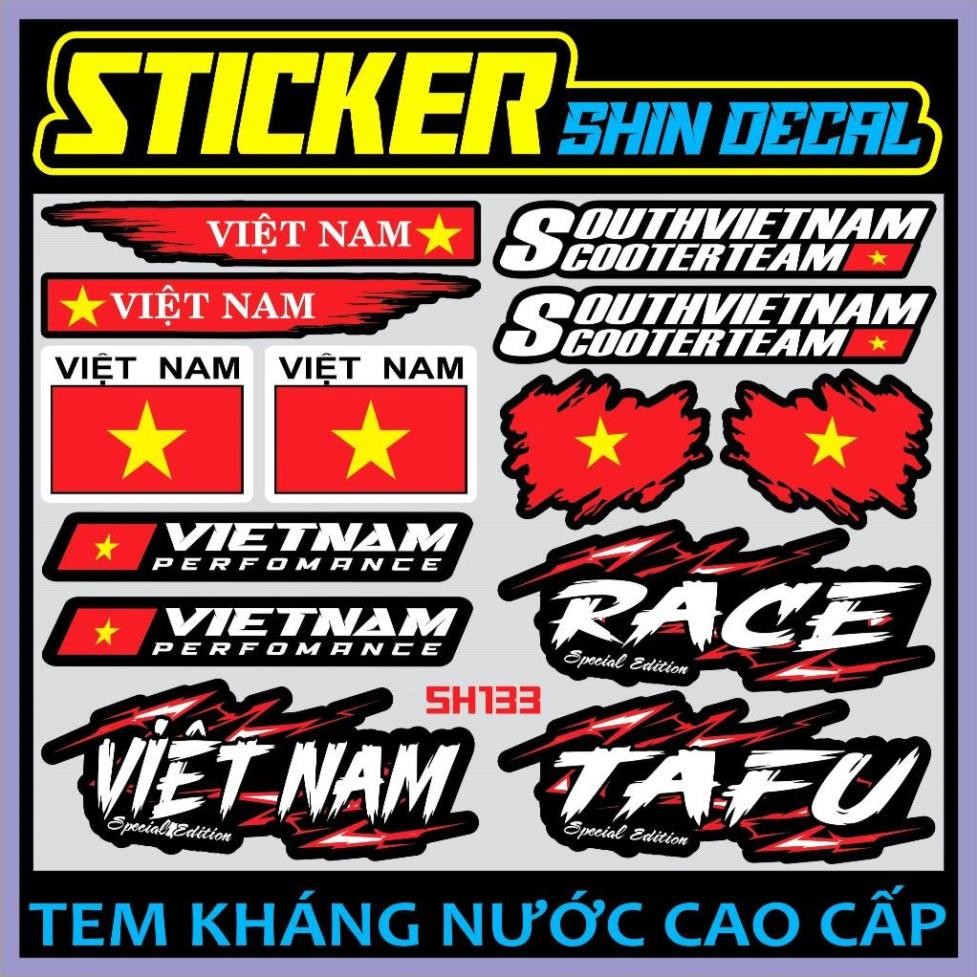 Sticker tem dán xe điện việt nam, race, tafu, southvietnam chống nước ...