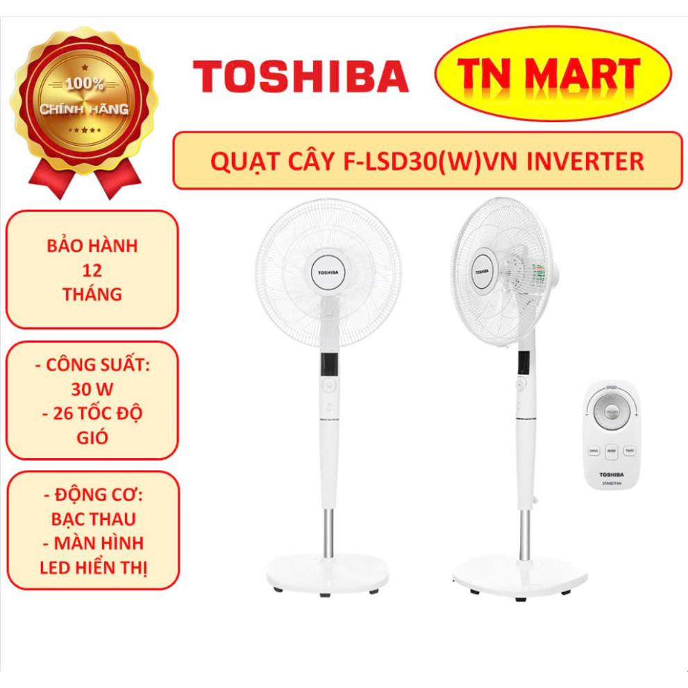 Quạt đứng Toshiba F-LSD10(W/H)VN & F-LSD30(W)VN 9 cánh, có khiển, động cơ Inverter, chính hãng ...