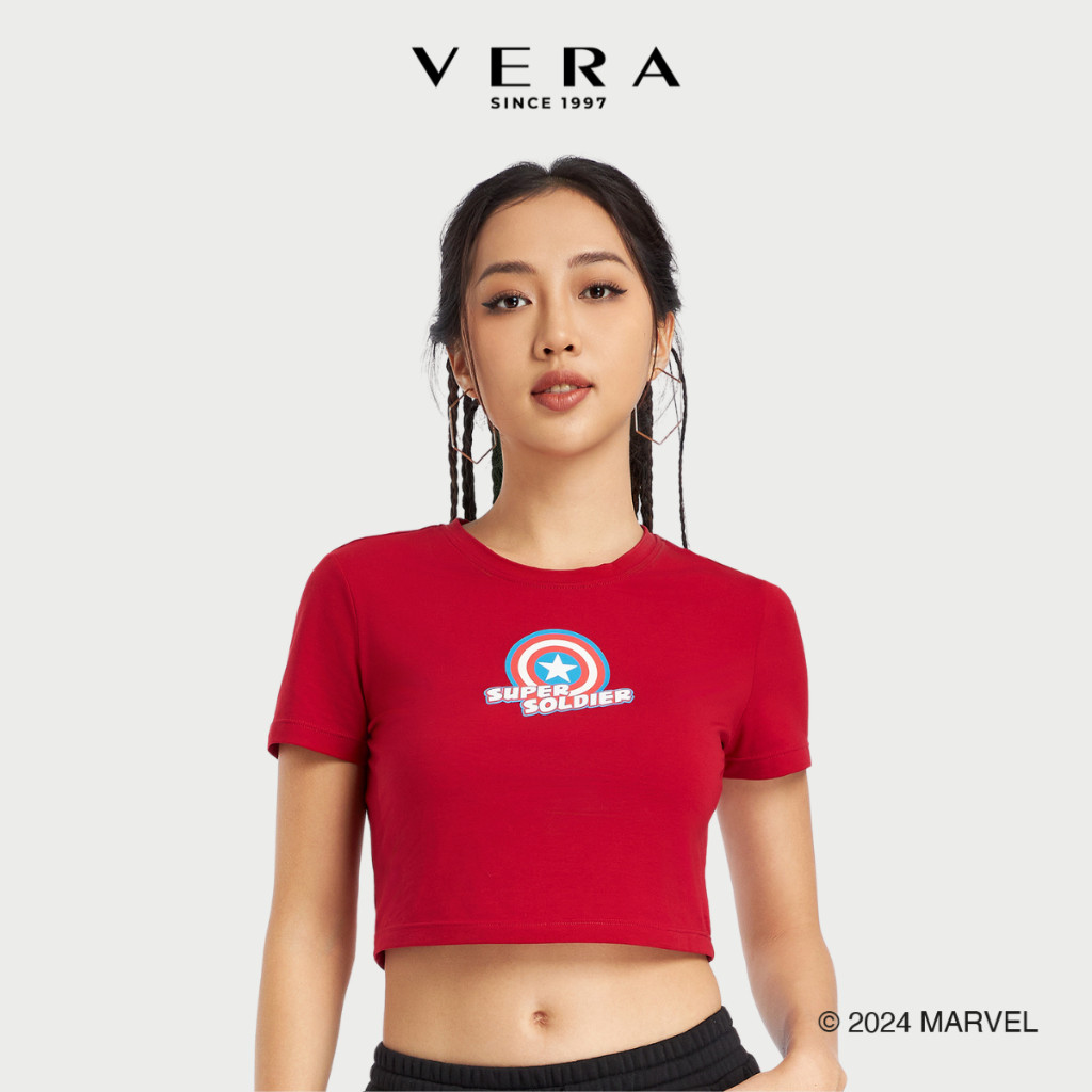 Áo Crop-top Super Soldier nữ cổ tròn tay ngắn Cotton VERA MARVEL ...