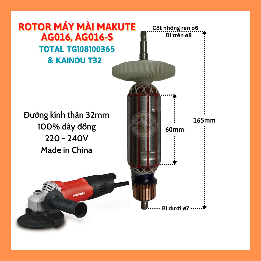 Rotor mài MAKUTE AG016, AG016S, KENMAX KM-100S 220V - Tặng chổi than | Shopee Việt Nam
