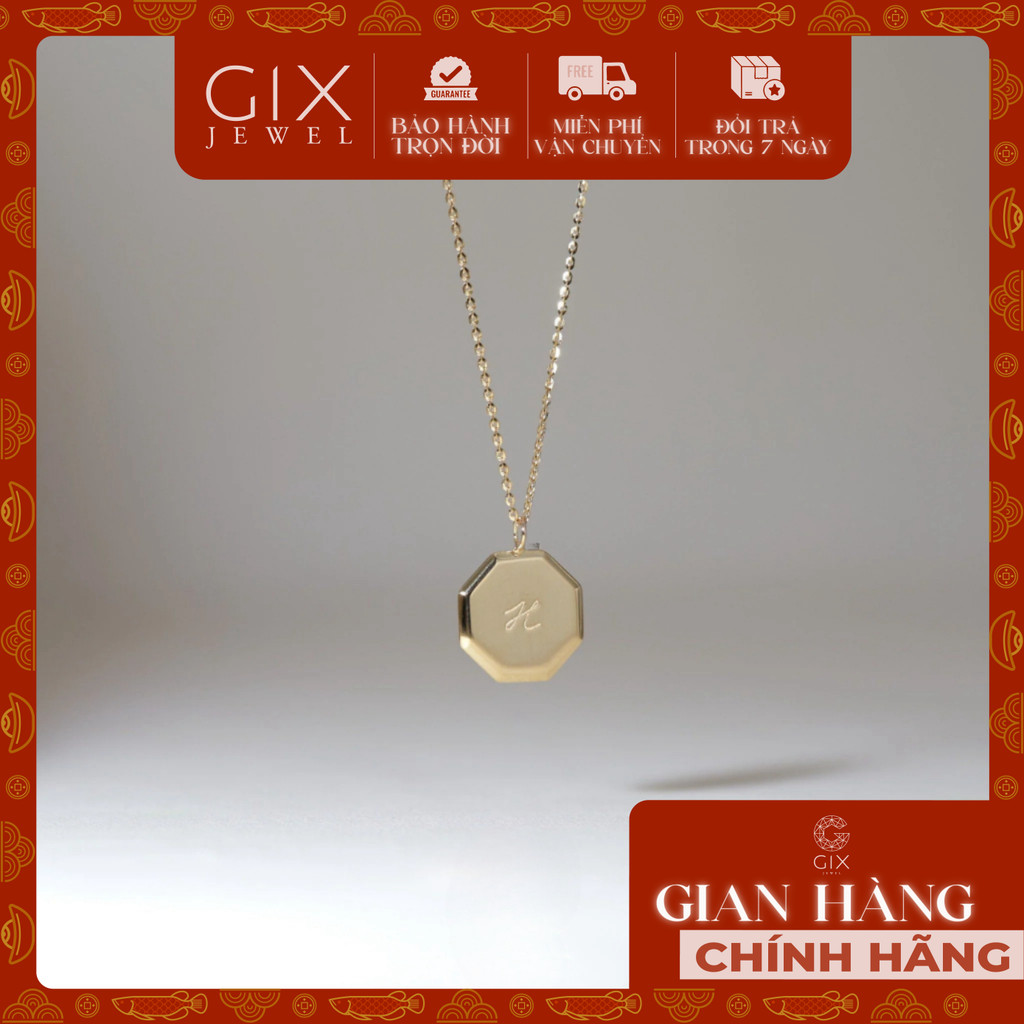 Dây chuyền nam nữ in tên hình thoi vàng tây 18k bạc nguyên chất Gix ...