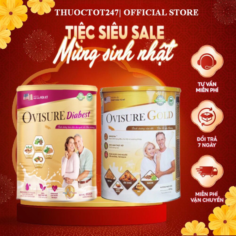 [Chính hãng] Sữa hạt cao cấp Ovisure Gold + ovisure diabest lon 650g ...