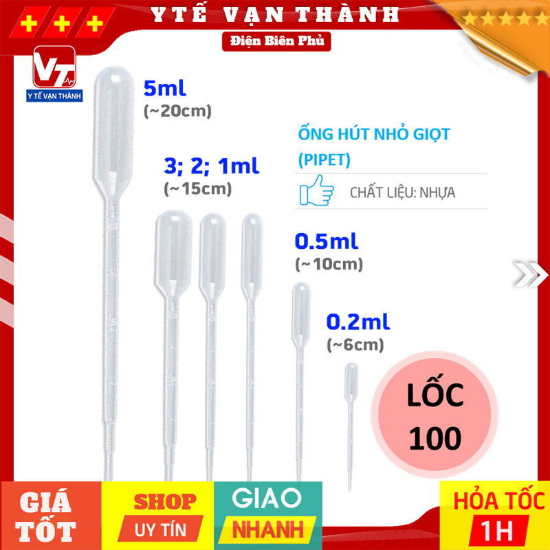 [LỐC 100] Ống Hút Nhỏ Giọt (Pipet) Nhựa | 0.2ml, 0.5ml, 1ml, 2ml, 3ml, 5ml, 10ml -VT0370 ...