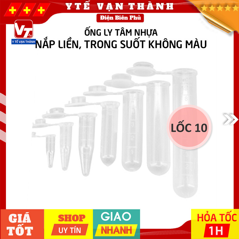 [LỐC 10] Ống Ly Tâm (Eppendorf) Nắp Liền, Nhựa Trong Không Màu | 0.2ml, 0.5ml, 1.5ml, 2ml, 5ml ...