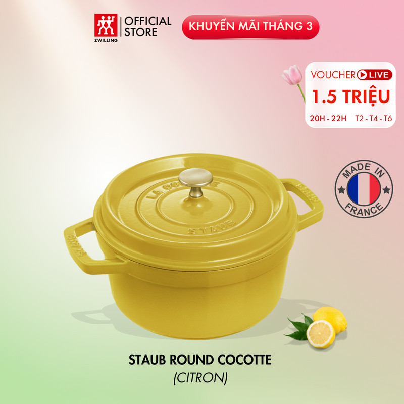 Nồi gang tròn STAUB La Cocotte màu Citron (22cm/24cm) - Xuất xứ tại ...