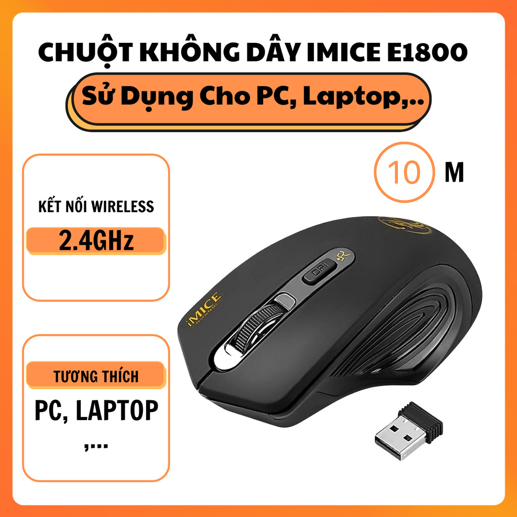 Chuột Không Dây IMICE E1800 Bluetooth 2.4Ghz Sử Dụng Cho PC, Laptop ...