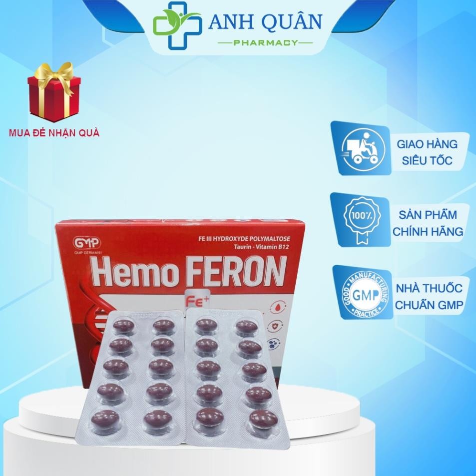 Viên uống bổ máu Hemo Feron Hộp 60 viên bổ sung sắt cho cơ thể | Shopee ...