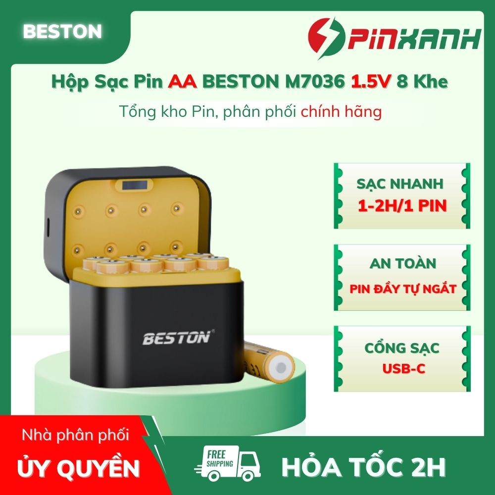 ⚡Hộp sạc pin AA BESTON M7036 1.5V 8 khe mẫu mới USB-C cho micro karaoke ...