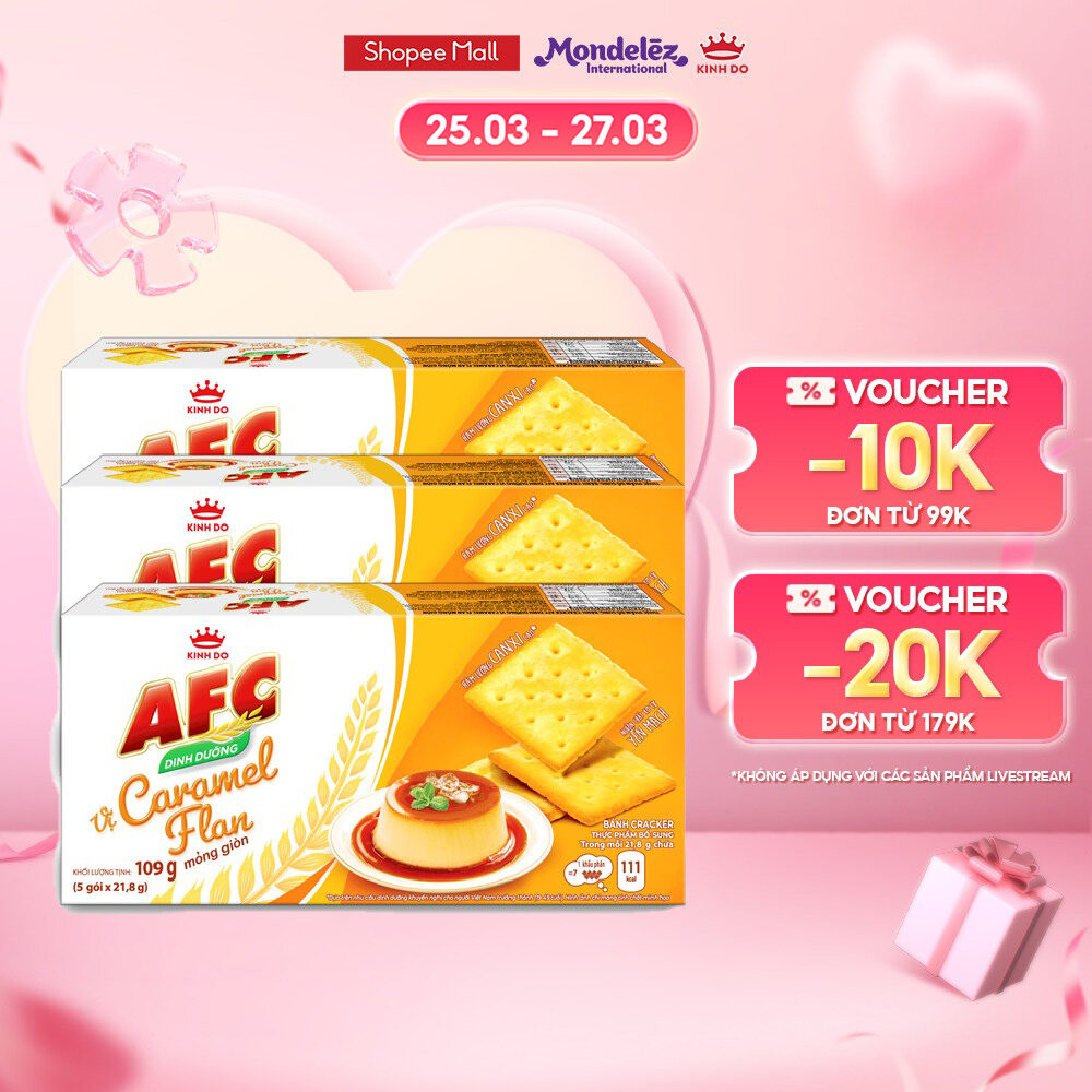 Bánh Cracker Dinh Dưỡng AFC Vị Caramel Flan, Combo 3 Hộp X 109G | Shopee Việt Nam
