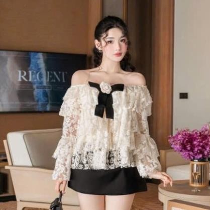 set váy trễ vai,trễ vai ly ngực xinh xỉu,sét áo ren bèo trễ vai cv takak K149 | Shopee Việt Nam