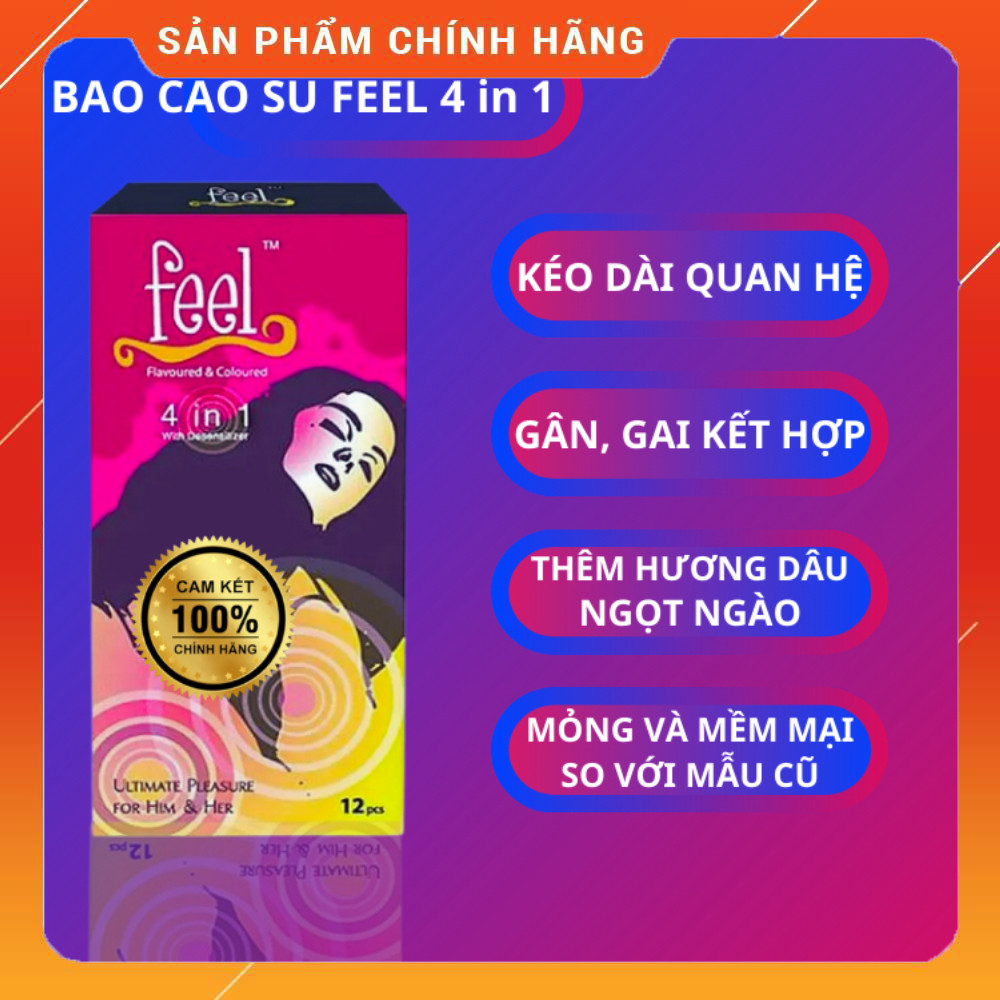 Bao cao su Feel 4 in 1 12 bao | Bao cao su kéo dài quan hệ | Bao cao su ...
