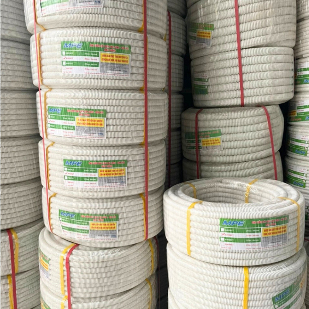 50m Ống ruột gà MPE phi 16,20,25 ống luồn dây điện, đàn hồi âm tường ...