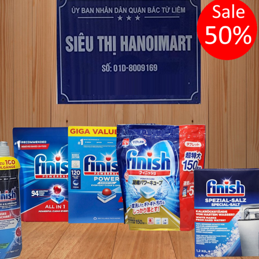 Combo Viên rửa bát classic Finish 110 V + Muối làm mềm nước máy Finish ...