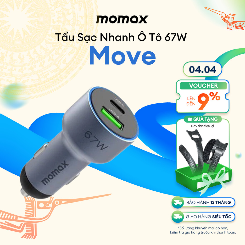 Tẩu Sạc Nhanh Ô Tô 30W/67W/100W 2-3 Cổng MOMAX MoVe | Hỗ Trợ Sạc Nhanh | Chống Trầy Xước | Bảo ...