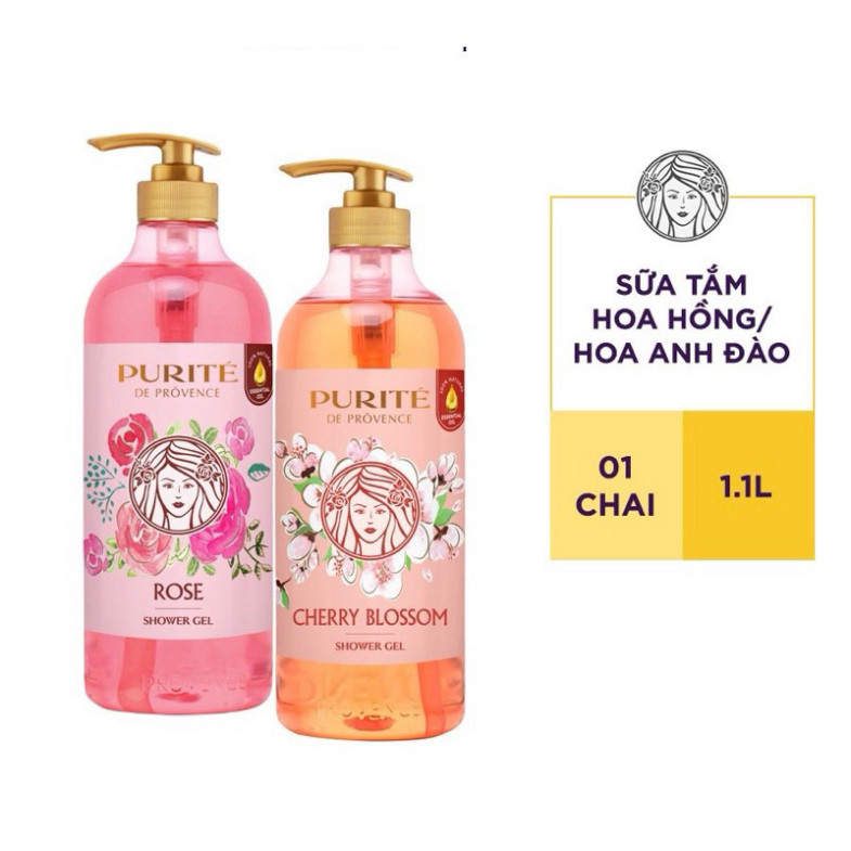 Sữa Tắm Thiên nhiên Purite Cherry và Hoa Hồng 1,1 Lít(Chai đại ...