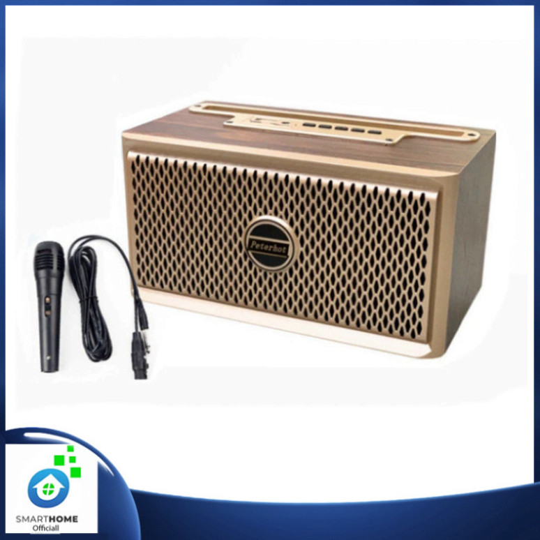 Loa bluetooth karaoke mini A31 vỏ gỗ công suất lớn Tặng kèm mic hát âm ...