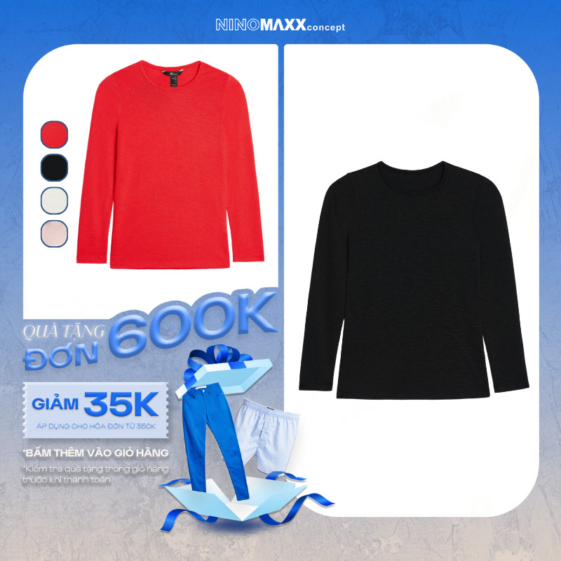 Áo Thun Nữ Tay Dài Cotton N&M Thương Hiệu NINOMAXX 2305010 | Shopee ...