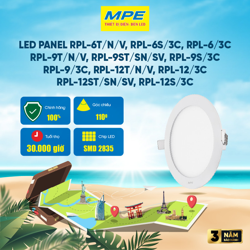 Đèn led âm trần MPE, led panel seri RPL, dễ lắp đặt, đèn led panel âm ...