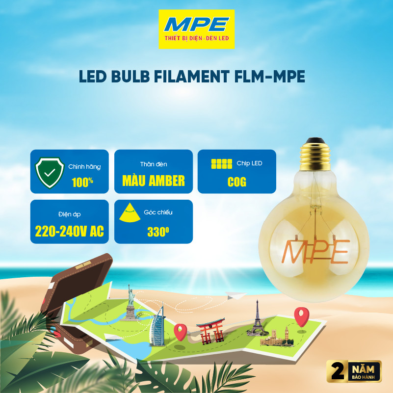 Bóng đèn LED Buld Filament MPE ánh sáng vàng seri FLM, tiết kiệm đến 50 ...