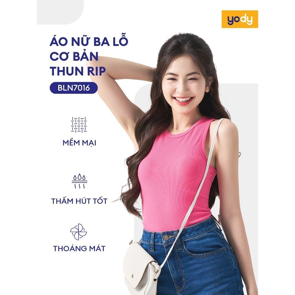 [SALE] Áo ba lỗ nữ YODY basic vải thun rip BLN7016 | Shopee Việt Nam