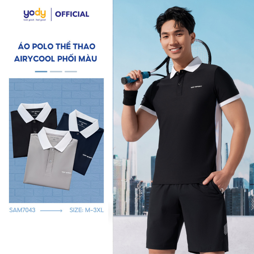 Áo thun nam YODY polo thể thao cổ bẻ mát mẻ thấm hút, thoáng khí, co ...