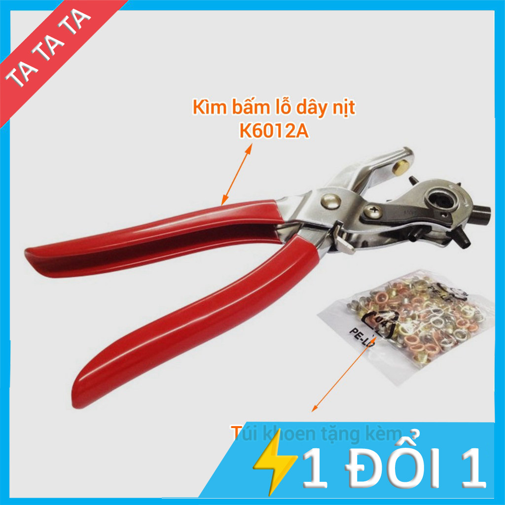 Kềm Bấm Lỗ, Kìm Bấm Lỗ Dây Nịt, Thắt lưng, Dây Nịch Cao Cấp TOP K6012A Tặng Kèm Khoen Ore Đa ...