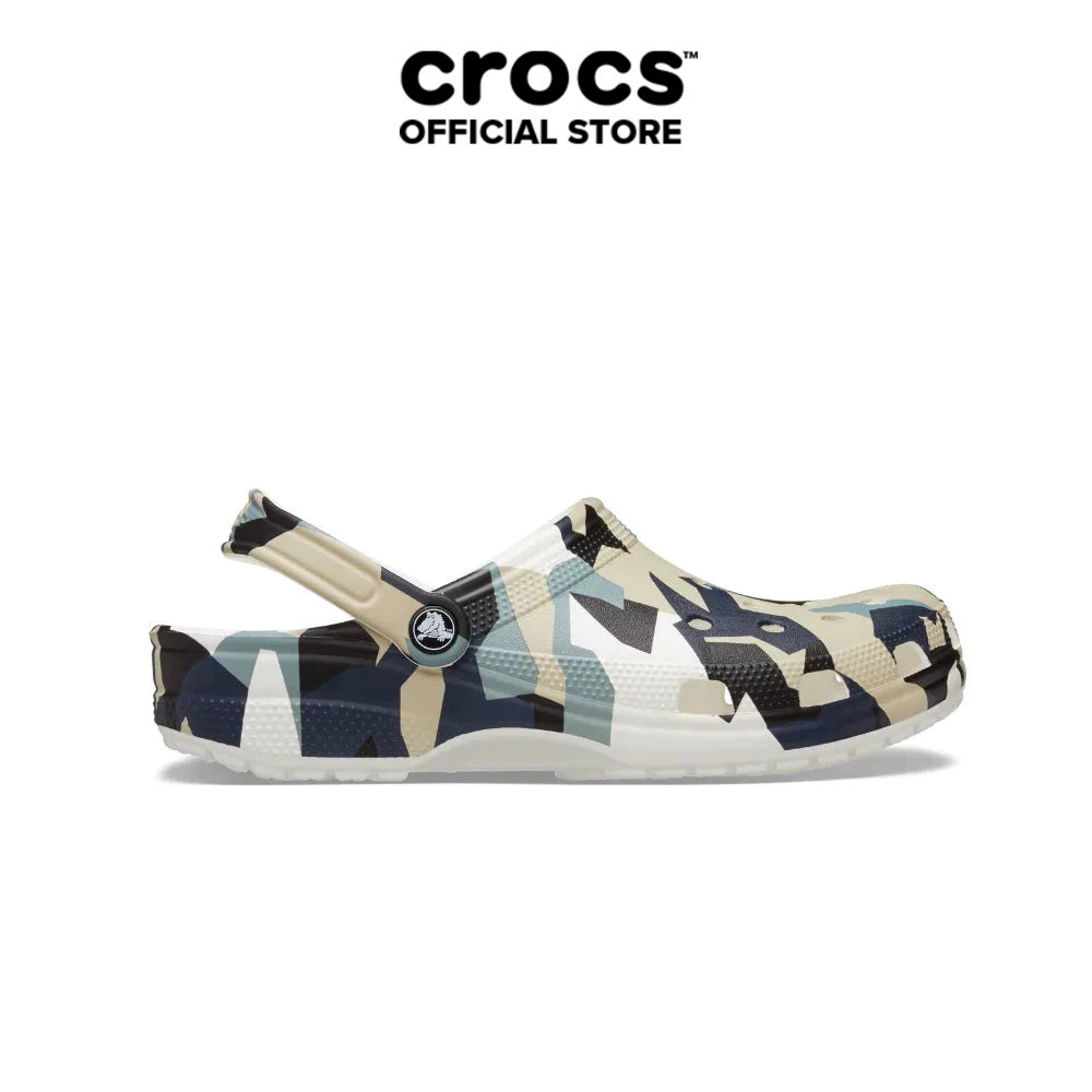 Giày Clog Unisex Crocs Classic Geo Camo - White | Shopee Việt Nam