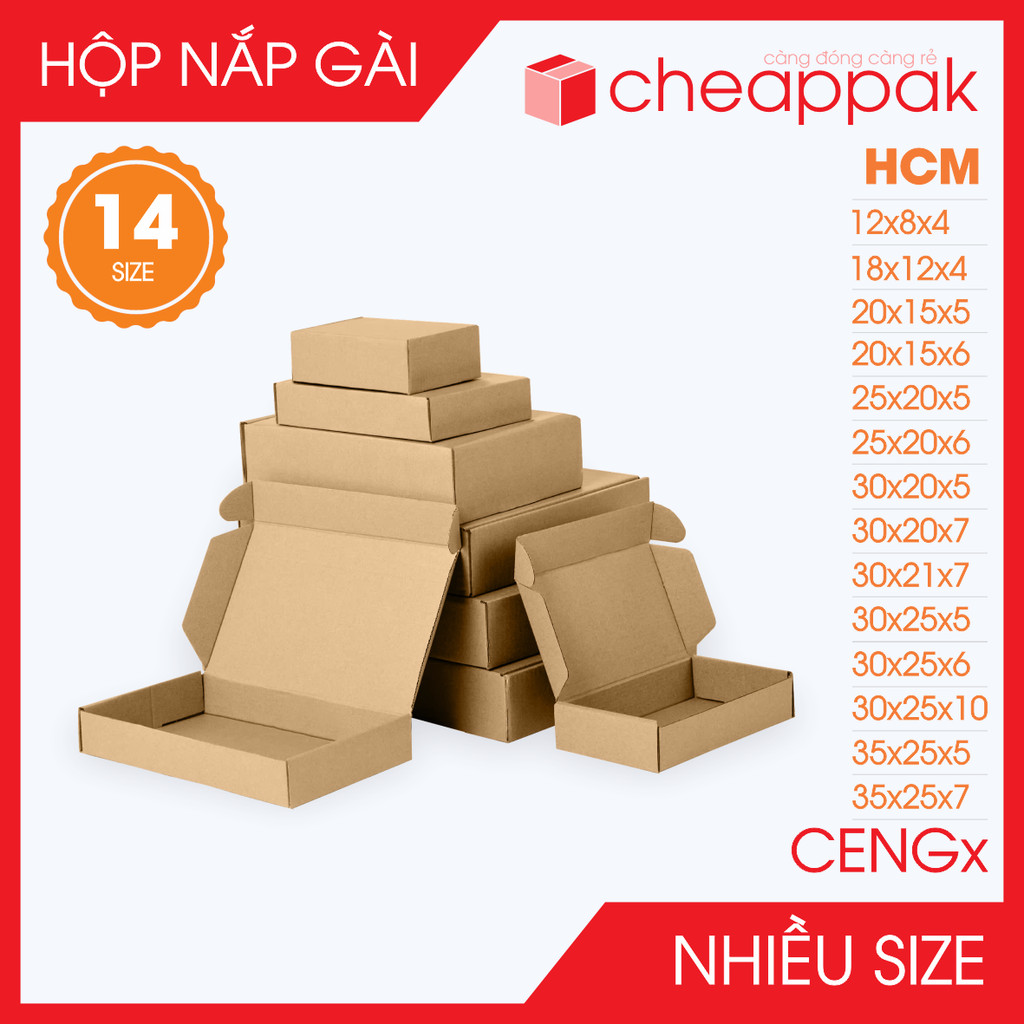CENG - 100 Hộp carton nắp gài đóng hàng giá rẻ - Size nhỏ trung - Hộp ...