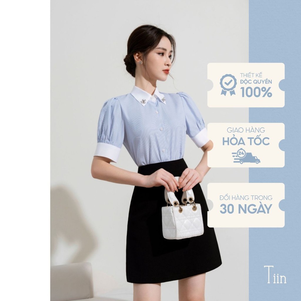 Áo sơ mi nữ thiết kế cổ đức đính khuy tay bo thời trang công sở sang chảnh TIINSTORE AHN791 ...